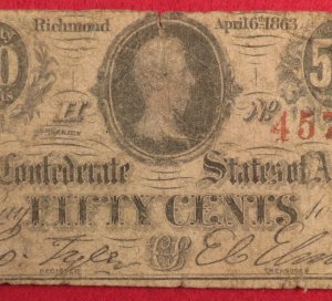 Confederate Fifty Cent Note - April 6, 1863