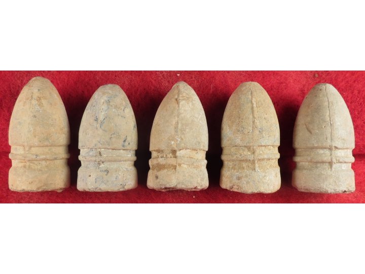 Five .58 Caliber Confederate Gardner Bullets