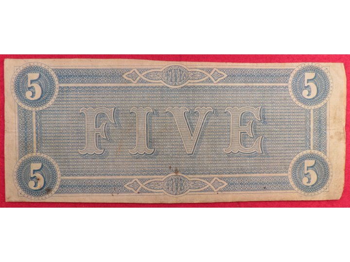 Confederate Five Dollar Note