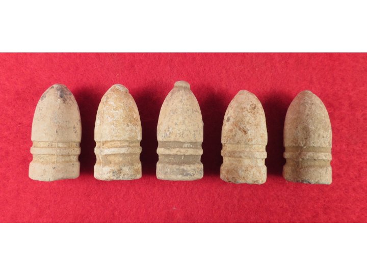 Five Confederate .54 Caliber Gardner Bullets - High Grade