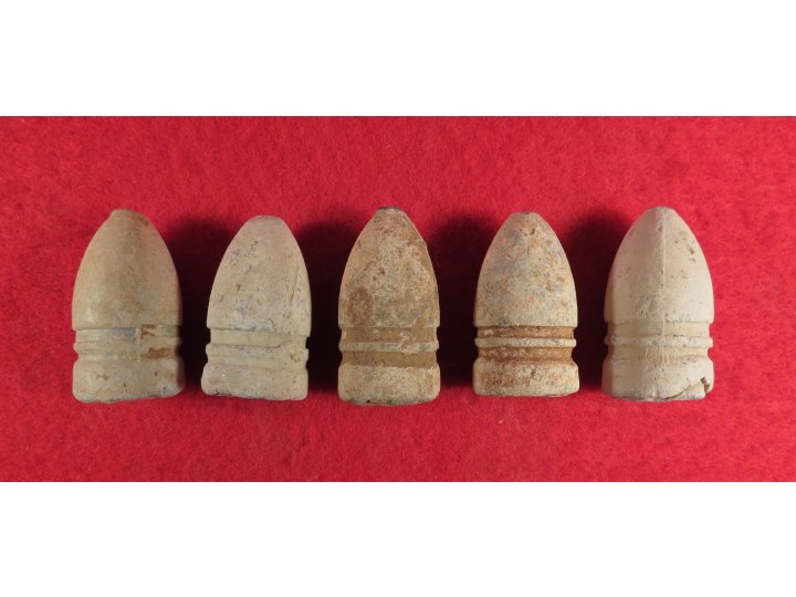 Five Confederate .58 Caliber Gardner Bullets - High Grade