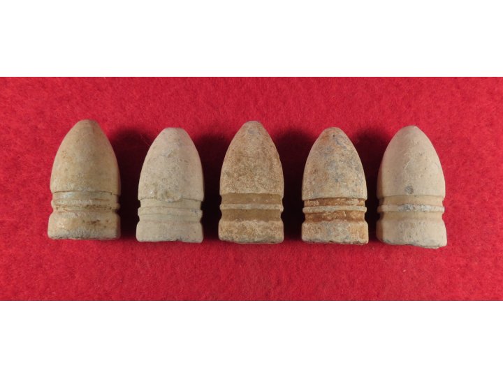 Five Confederate .58 Caliber Gardner Bullets - High Grade