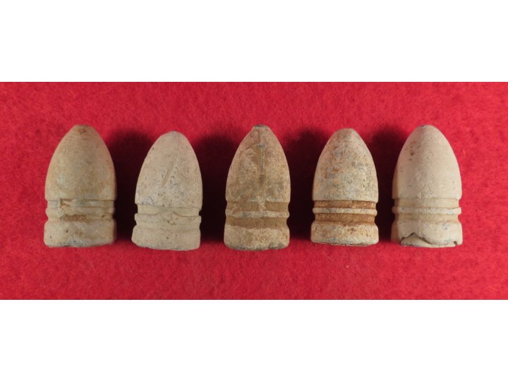 Five Confederate .58 Caliber Gardner Bullets - High Grade